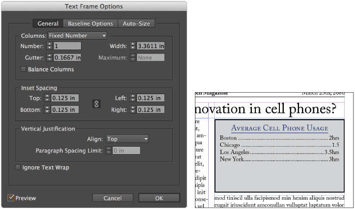 InDesign Tutorial Text Frame Options In InDesign